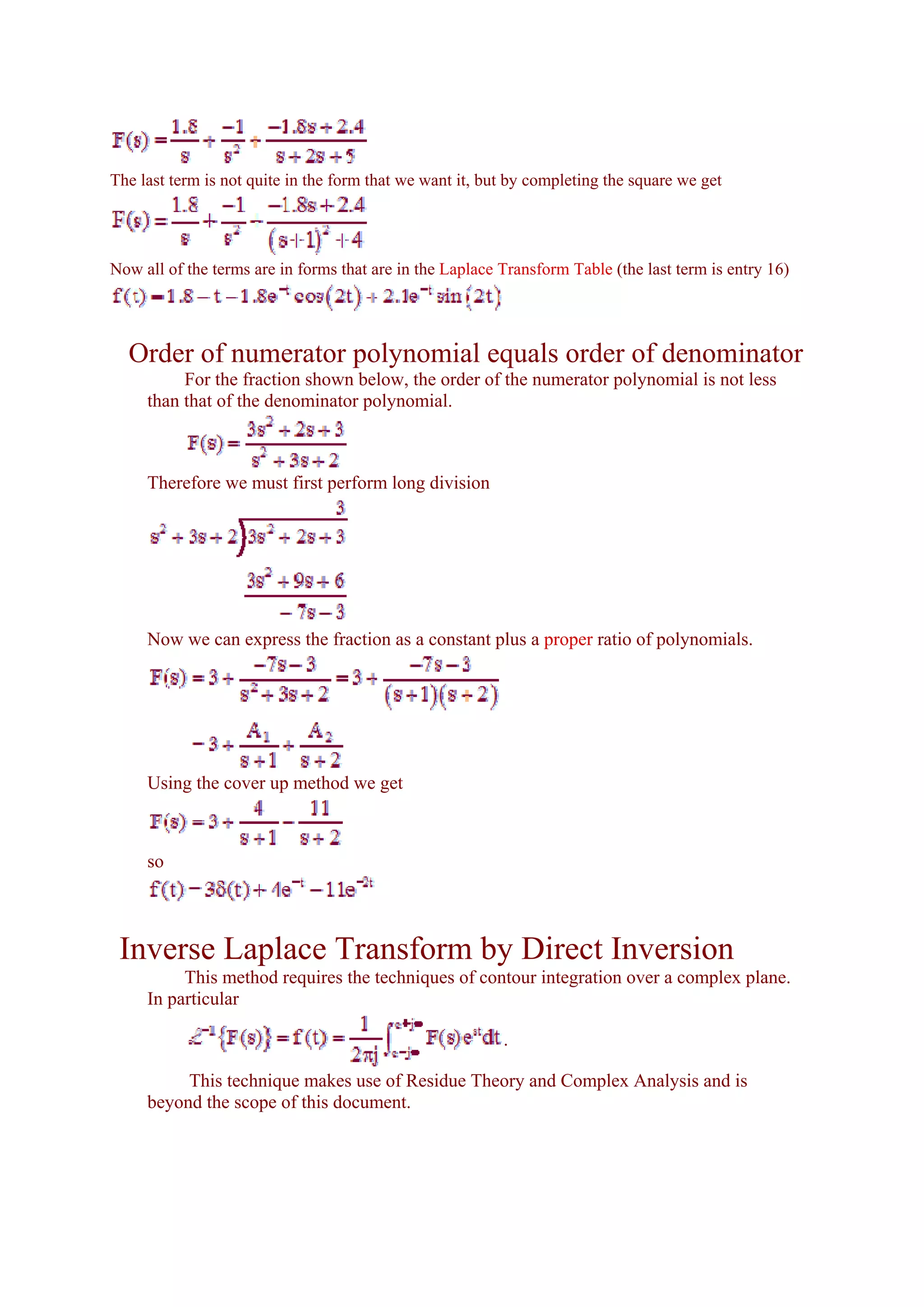 Inverse laplacetransform | PDF