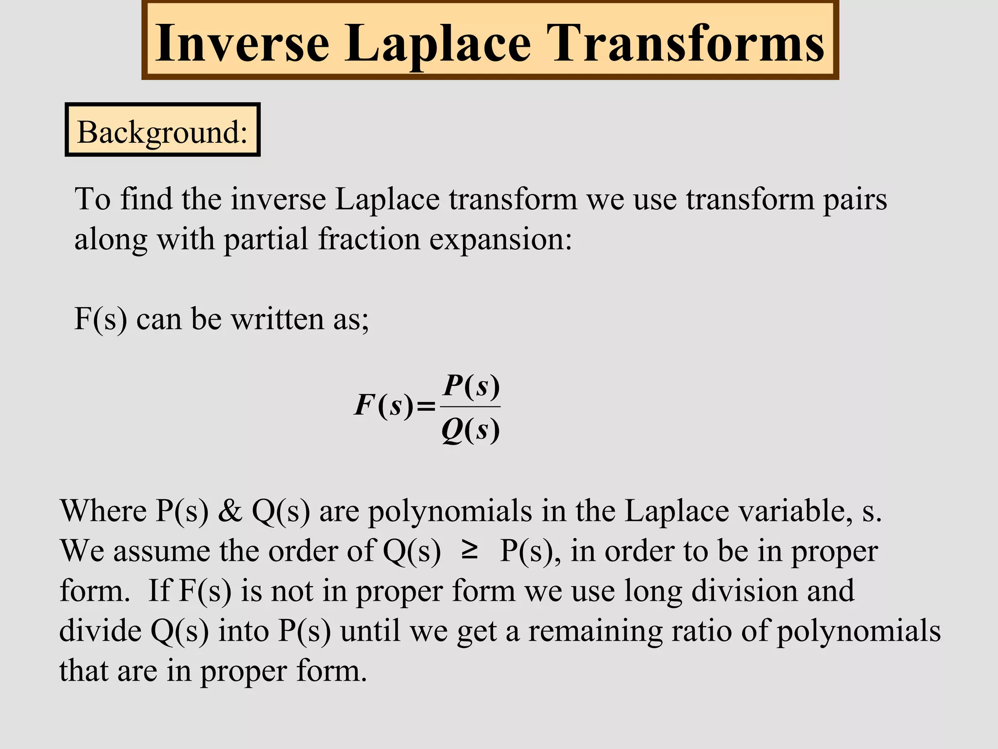 Inverse laplace transforms | PPT