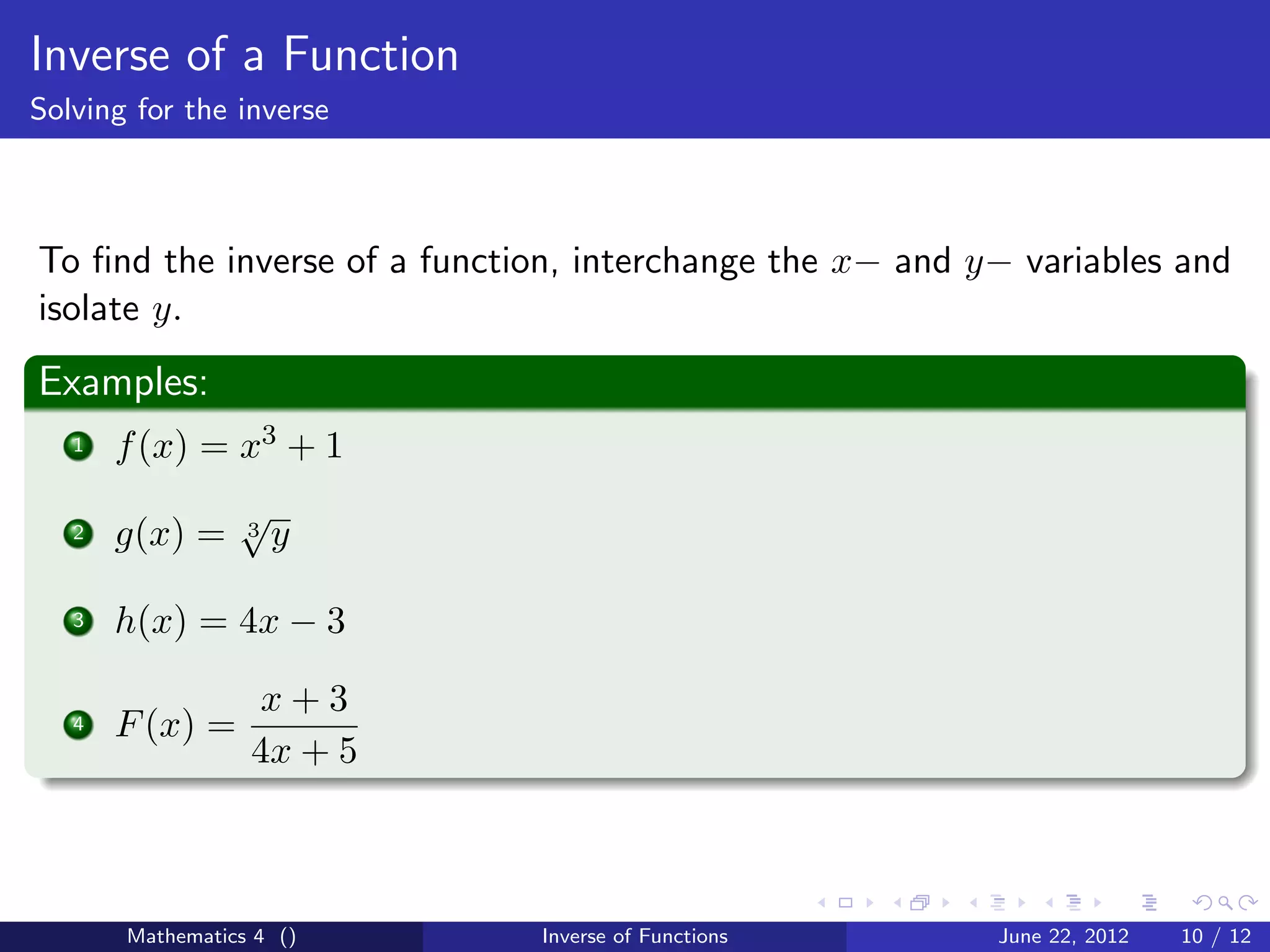 Inverse of functions | PDF