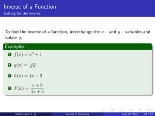 Inverse of functions | PDF