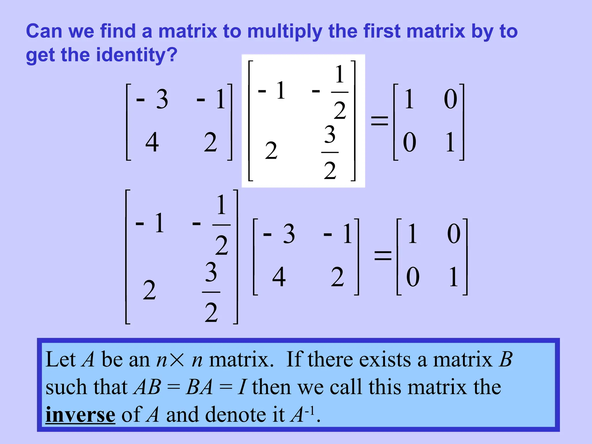 Inverse of Matrices Matrix Algebra maths.ppt