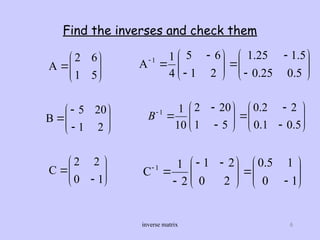 Inverse of Matrices Matrix Algebra maths.ppt