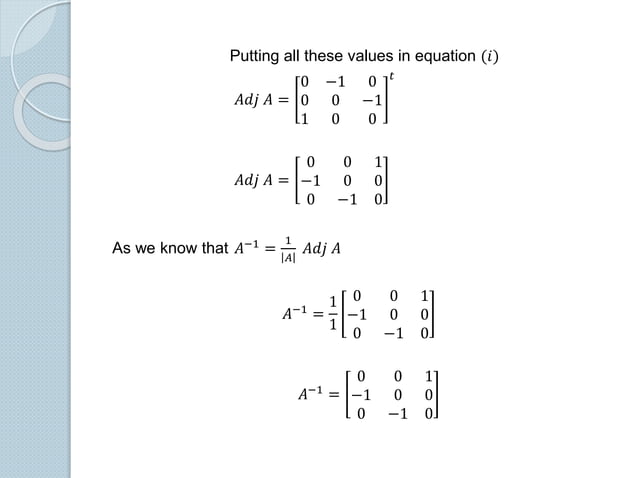 Inverse of matrices by cofactor method | PPTX