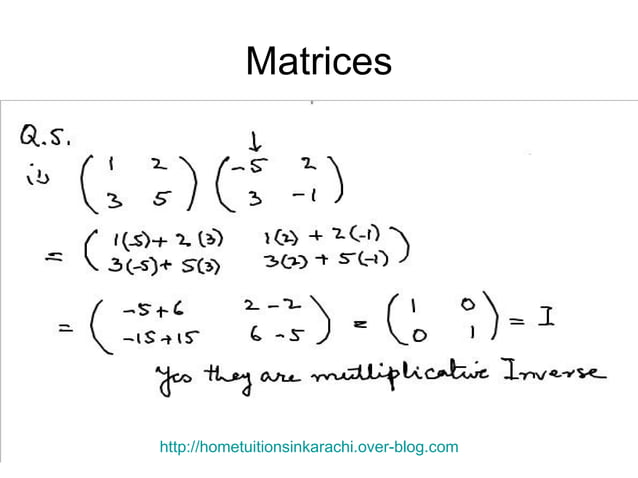 Inverse of matrix, Transpose of Matrix, Adjoint, Metric Maths Solution ...
