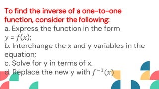 INVERSE OF ONE-TO-ONE FUNCTIONS (that will help you) | PPT