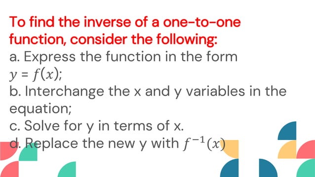 INVERSE OF ONE-TO-ONE FUNCTIONS (that will help you) | PPT