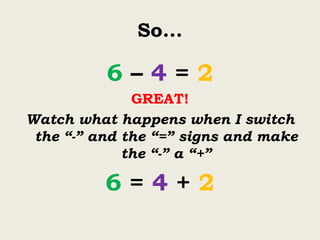 Inverse relationship between addition & subtraction | PPTX