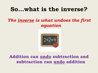 Inverse relationship between addition & subtraction | PPTX