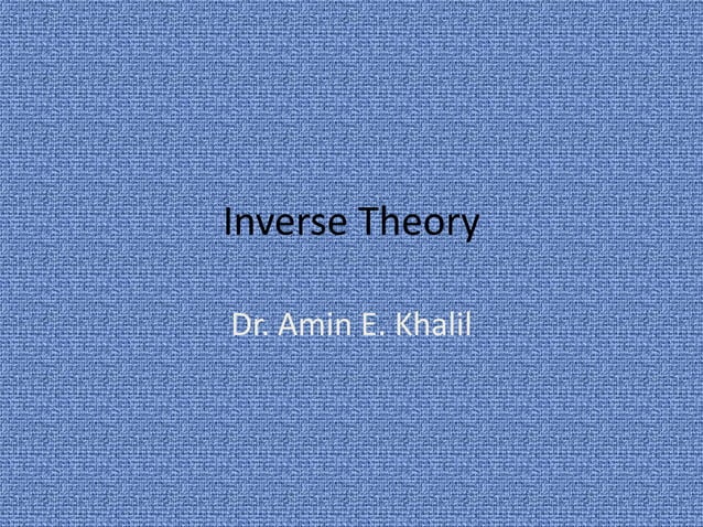 Inverse theory | PPT