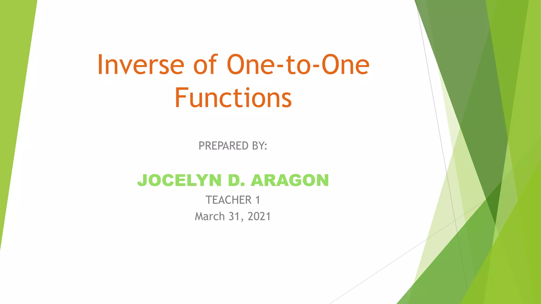 INVERSE TO ONE TO ONE FUNCTIONS.pptx