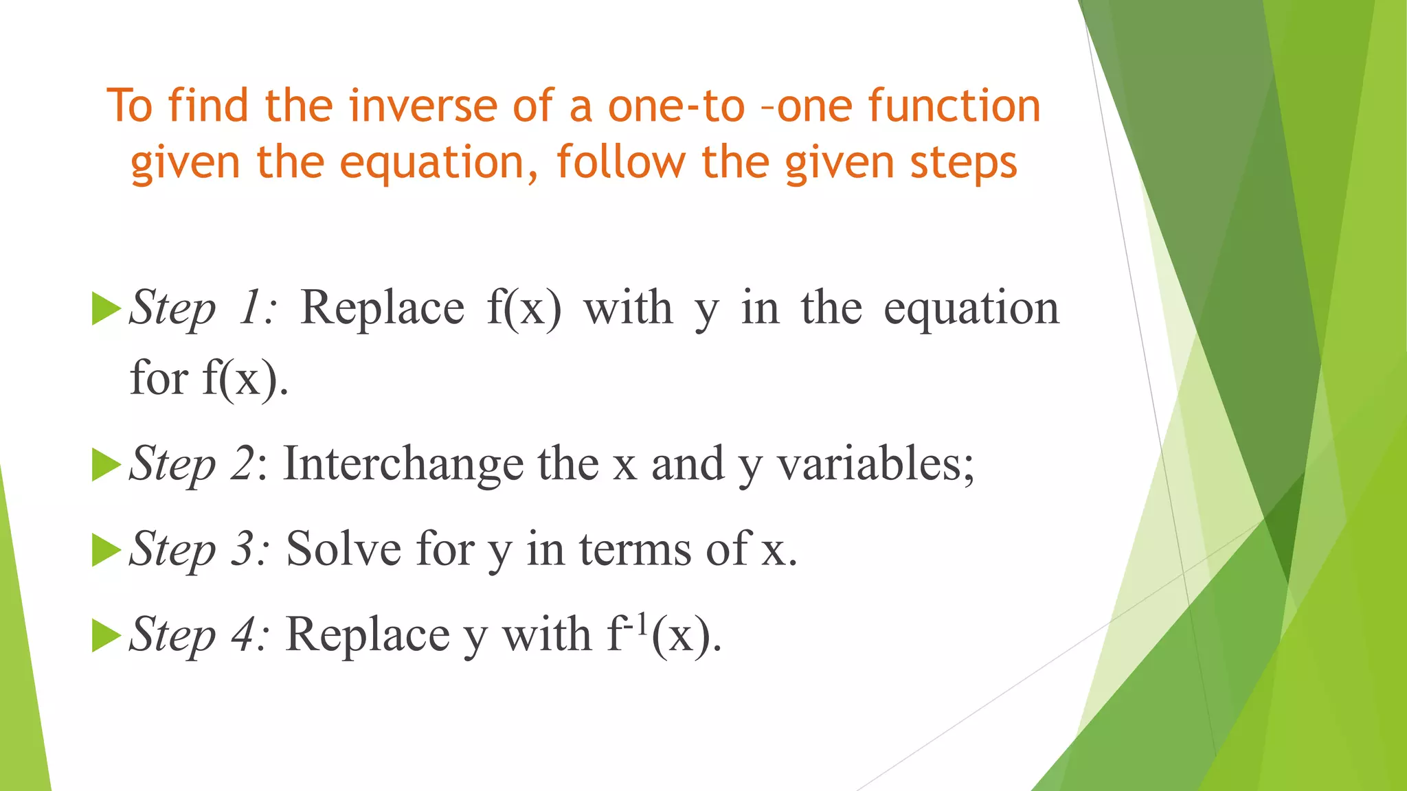 INVERSE TO ONE TO ONE FUNCTIONS.pptx