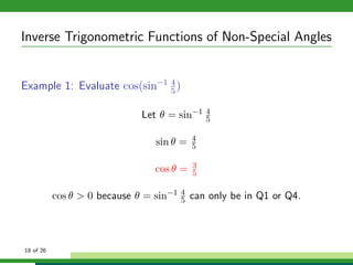 Inverse trigonometric functions | PDF