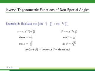 Inverse trigonometric functions | PDF