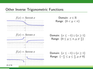 Inverse trigonometric functions | PDF