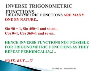 INVERSE TRIGONOMETRIC FUNCTION CLASS XII MODULE 2 | PDF