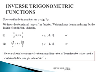 INVERSE TRIGONOMETRIC FUNCTION CLASS XII MODULE 2 | PDF