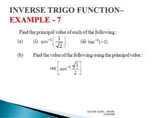 INVERSE TRIGONOMETRIC FUNCTION CLASS XII MODULE 2 | PDF
