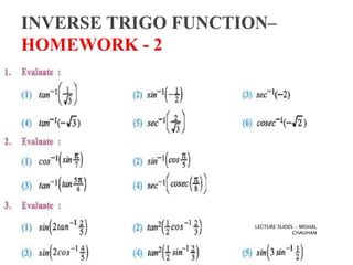 INVERSE TRIGONOMETRIC FUNCTION CLASS XII MODULE 2 | PDF