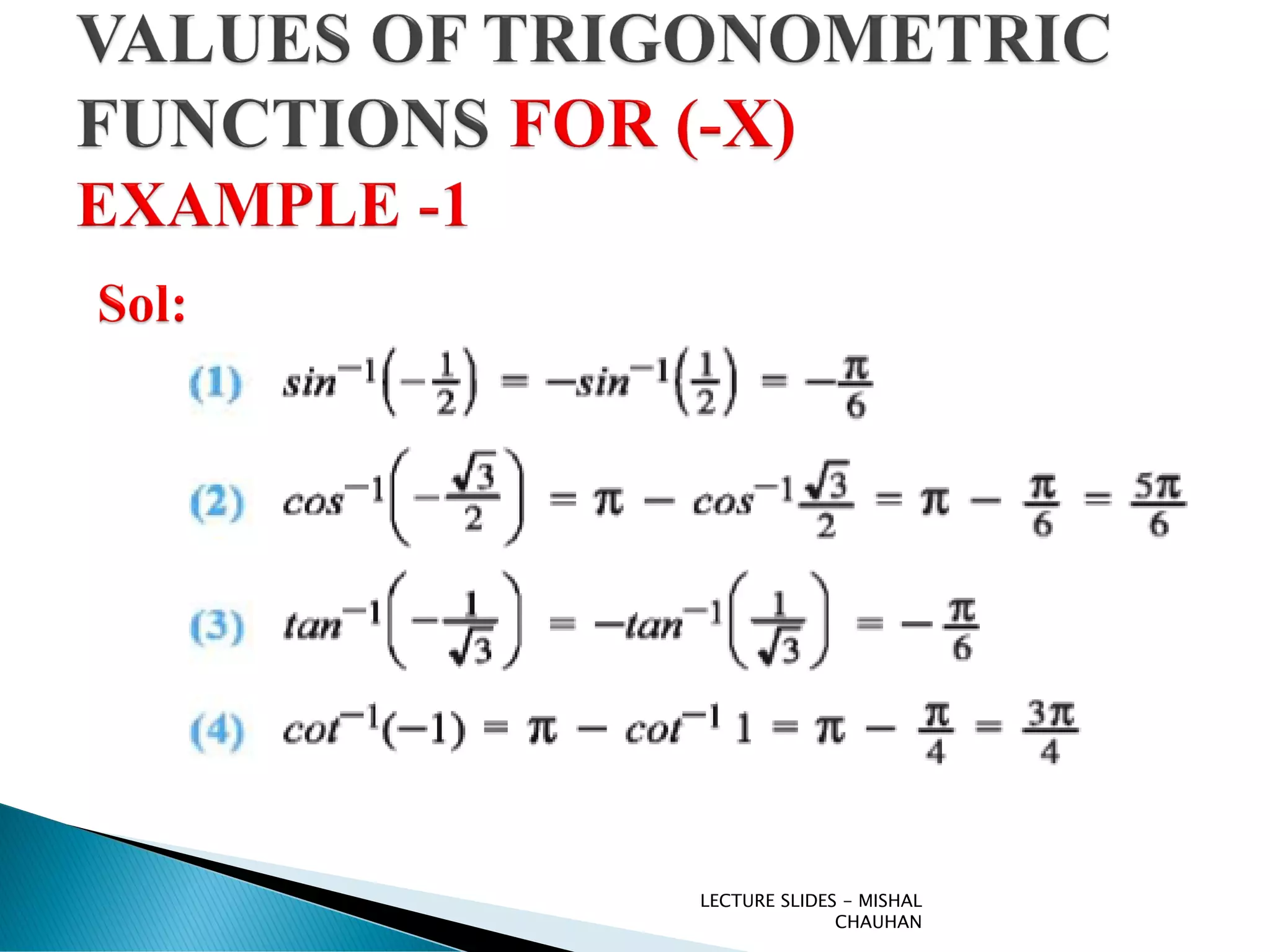 INVERSE TRIGONOMETRIC FUNCTIONS CLASS XII MODULE 3 | PDF