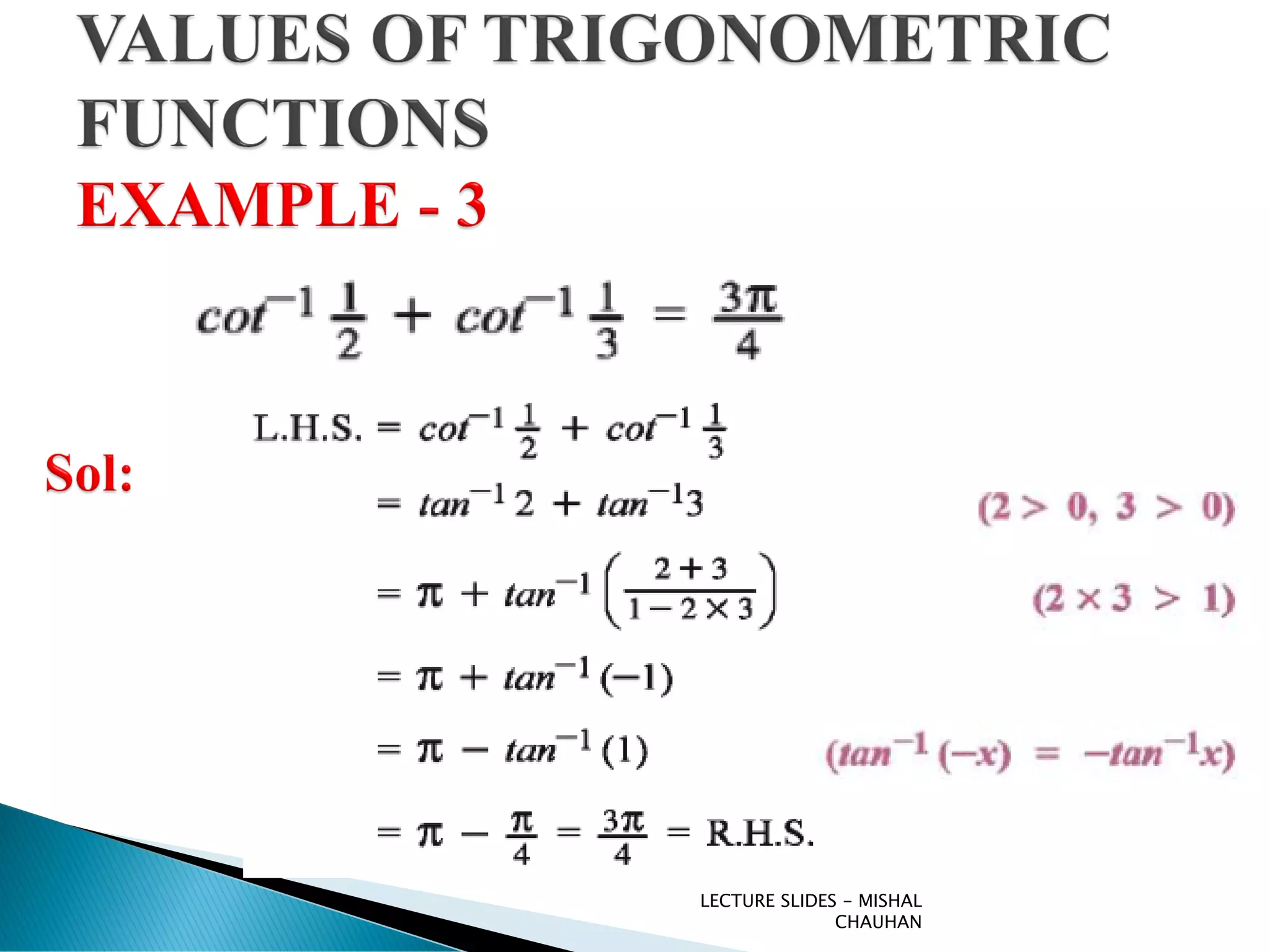 INVERSE TRIGONOMETRIC FUNCTIONS CLASS XII MODULE 3 | PDF