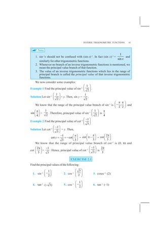 Inverse trigonometric functions ch 2 | PDF | Physics | Science