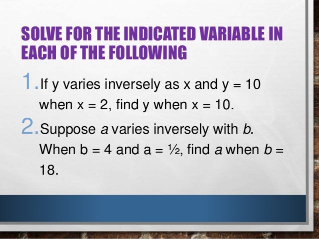 Inverse variation word problem