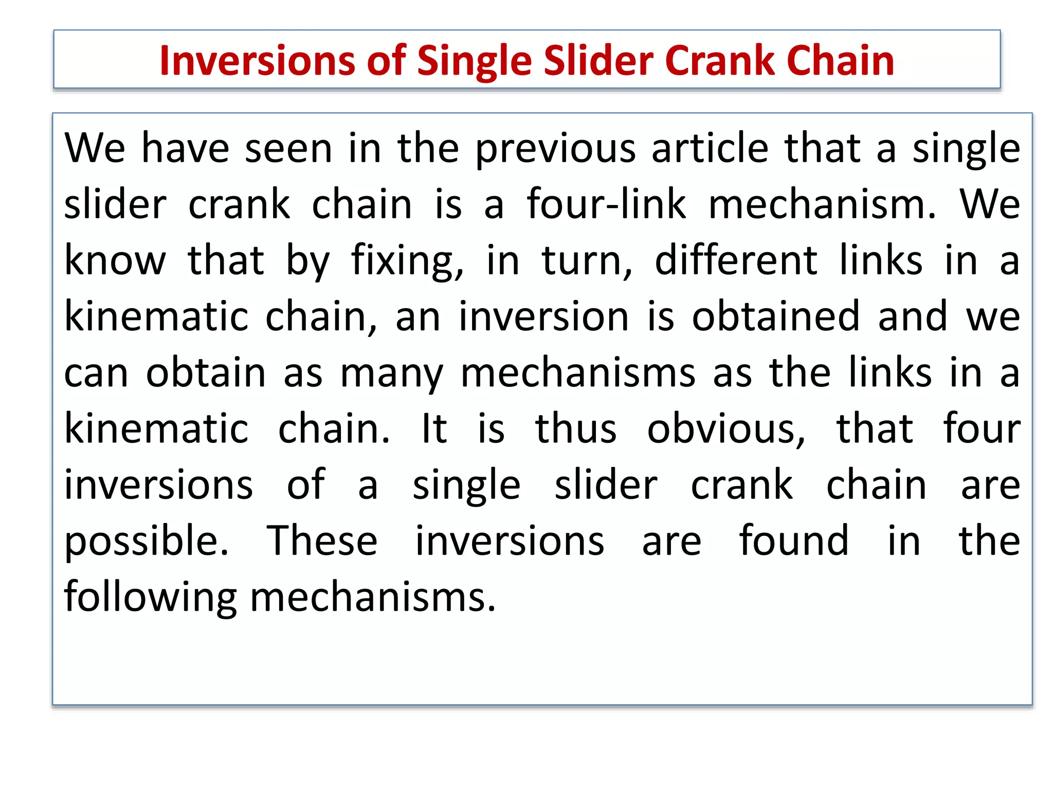 Inversion of mechanisms | PPTX
