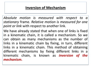 Inversion of mechanisms | PPTX