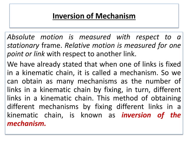 Inversion of mechanisms | PPTX | Physics | Science