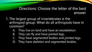 INVERTEBRATES.pptx | Biological Sciences | Science
