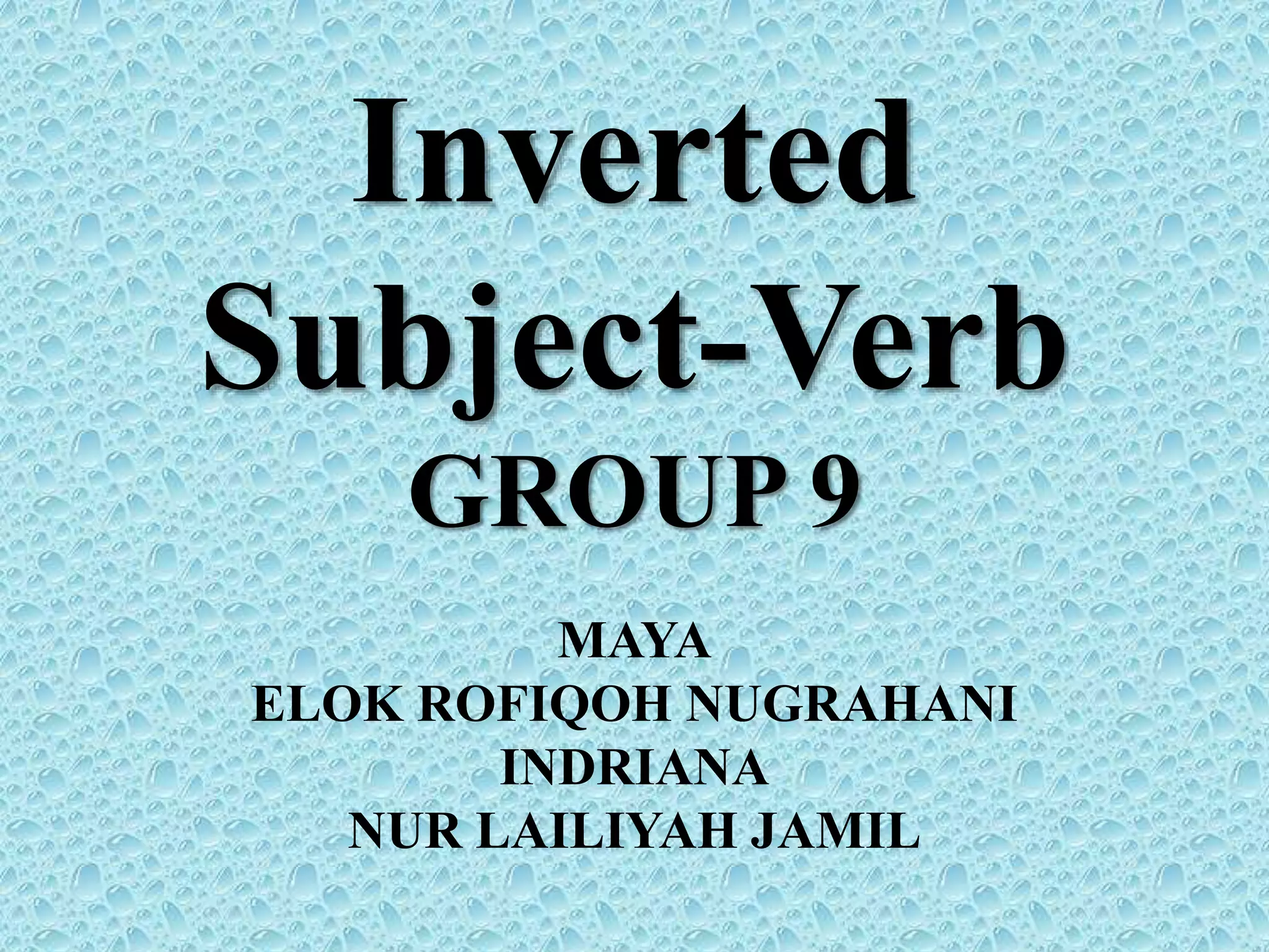 Inverted Subject-Verb | PPTX