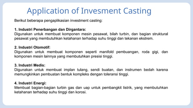 contoh ppt Invesment Casting pada Industri | PPTX