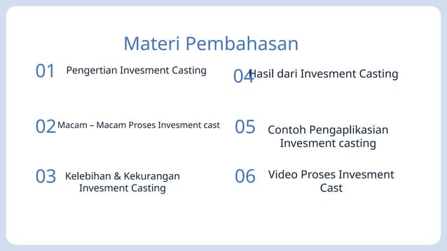contoh ppt Invesment Casting pada Industri | PPTX