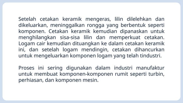 contoh ppt Invesment Casting pada Industri | PPTX