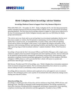Hirtle Callaghan Selects InvestEdge. | PDF