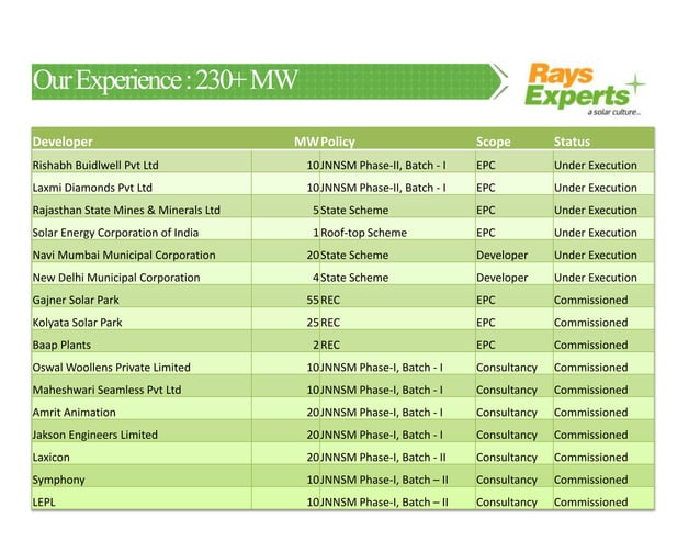 Rays Power Experts - An Overview | PPT