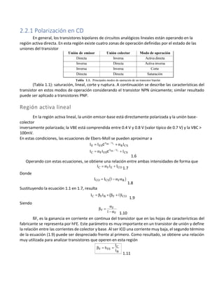 Electrónica analógica - Transistores Bipolares y de efecto de campo. | PDF