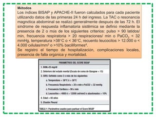 Investigacio índice clínico de gravedad en pancreatitis aguda bisap | PPTX