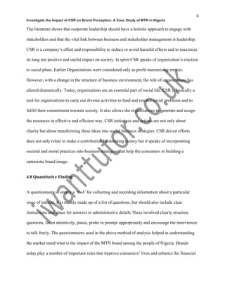 Investigate the impact of csr on brand perception. a case study of mtn ...