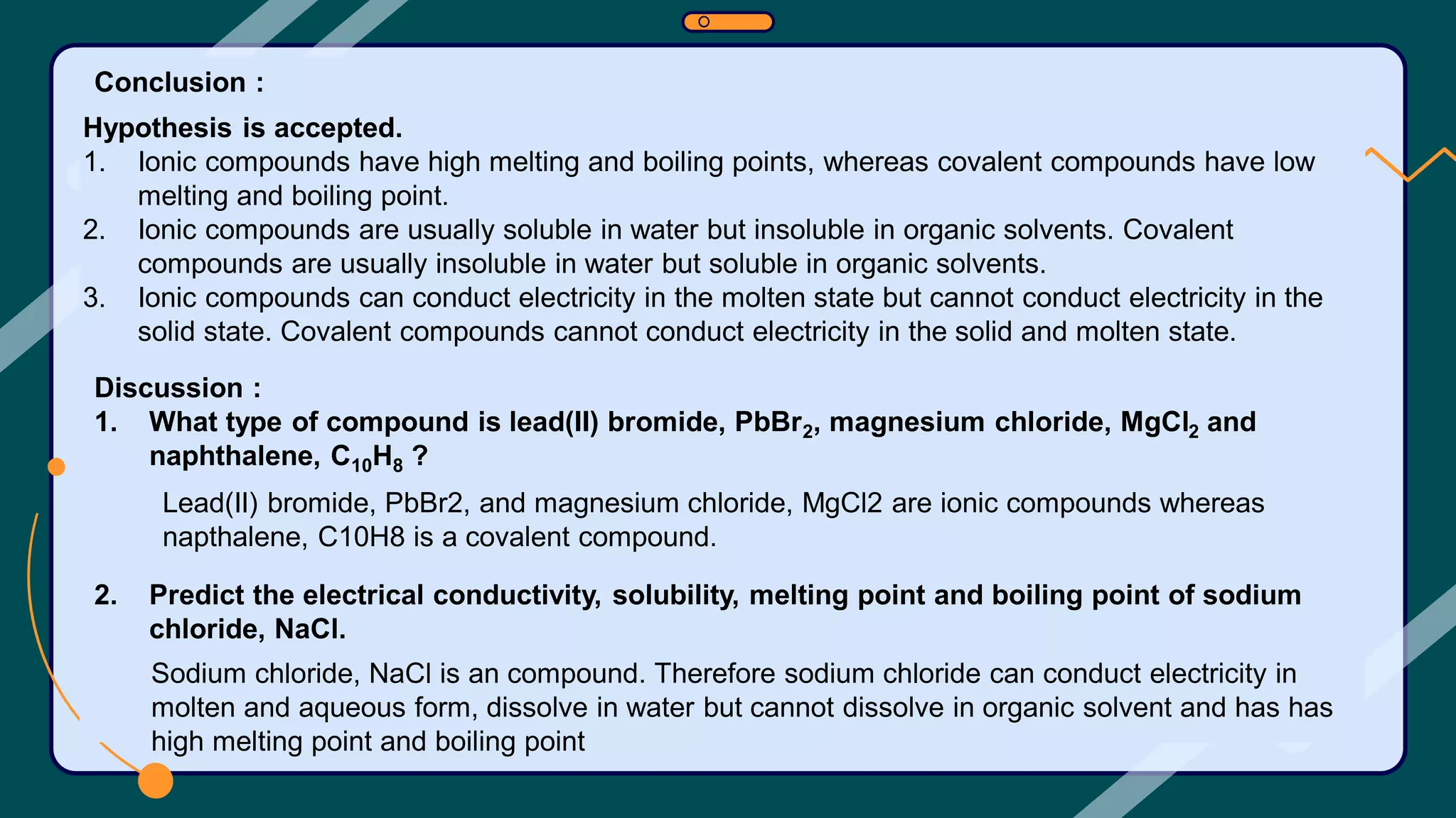 INVESTIGATE THE PROPERTIES OF IONIC BOND AND COVALENT BOND THROUGH AN ...