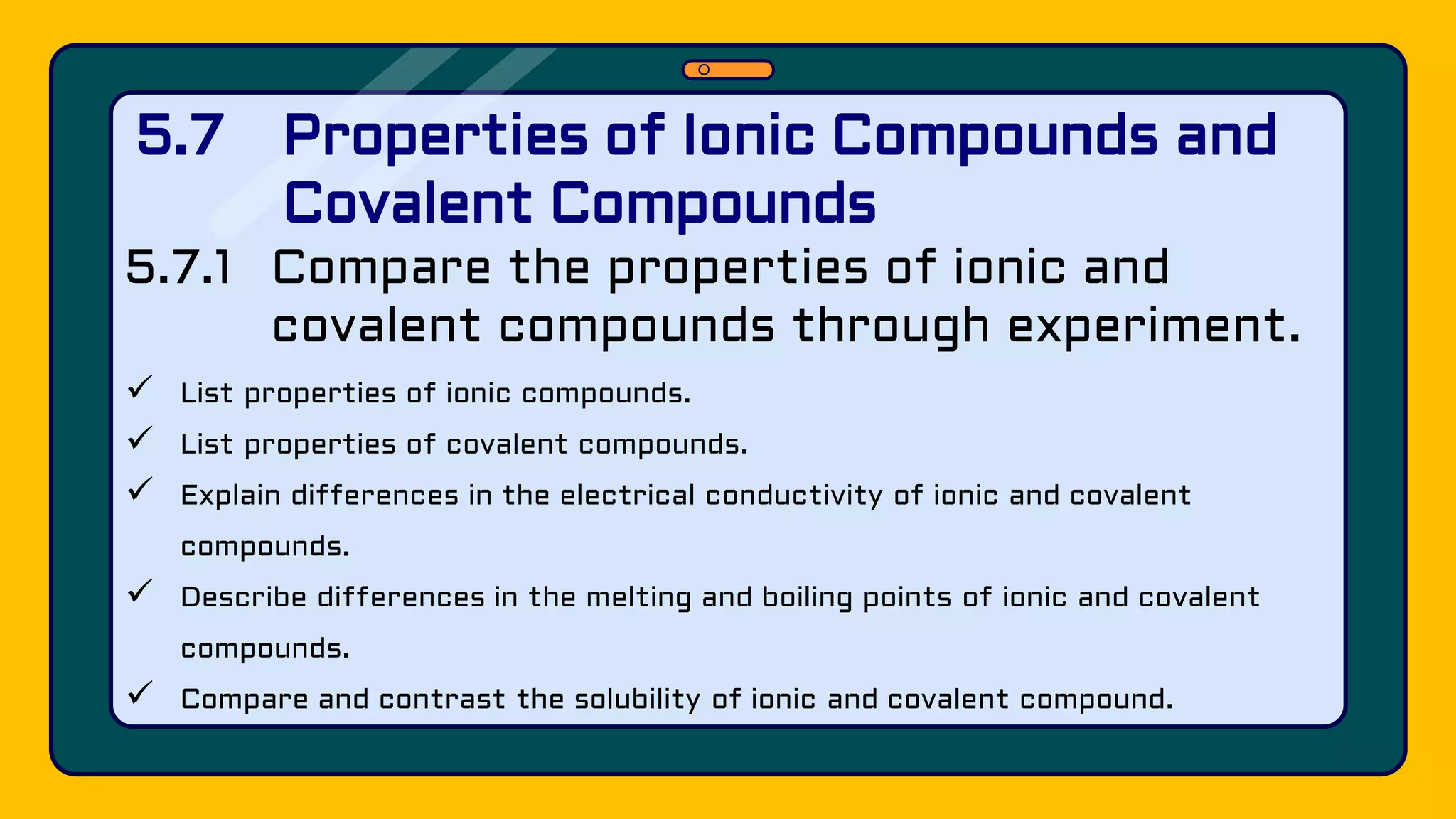 INVESTIGATE THE PROPERTIES OF IONIC BOND AND COVALENT BOND THROUGH AN ...