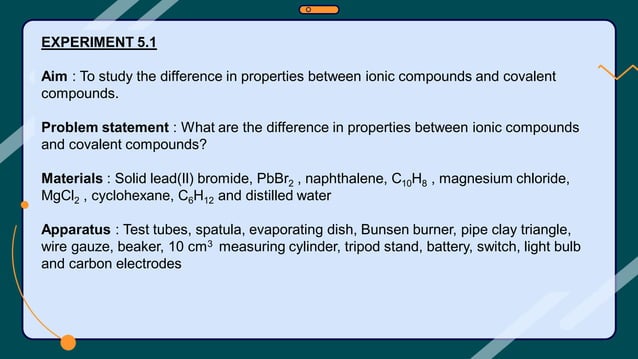 INVESTIGATE THE PROPERTIES OF IONIC BOND AND COVALENT BOND THROUGH AN ...