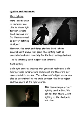Investigating and explaining of different lighting equipment | DOCX