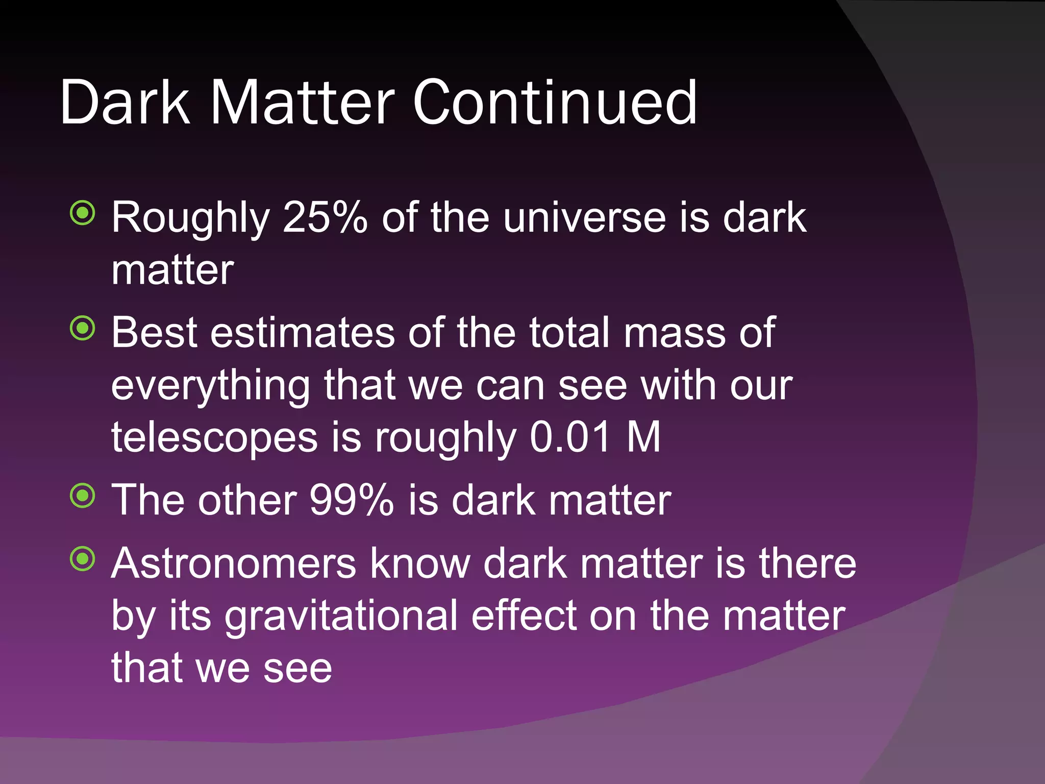 Investigating Dark Matter & Dark Energy | PPT