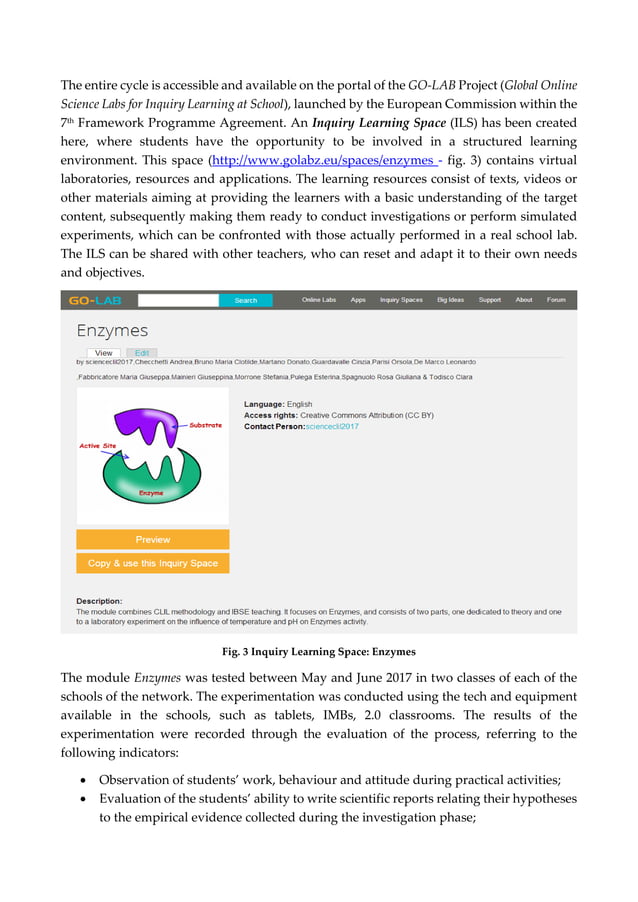 Investigating enzymes experiencing learning through an ibse clil ...