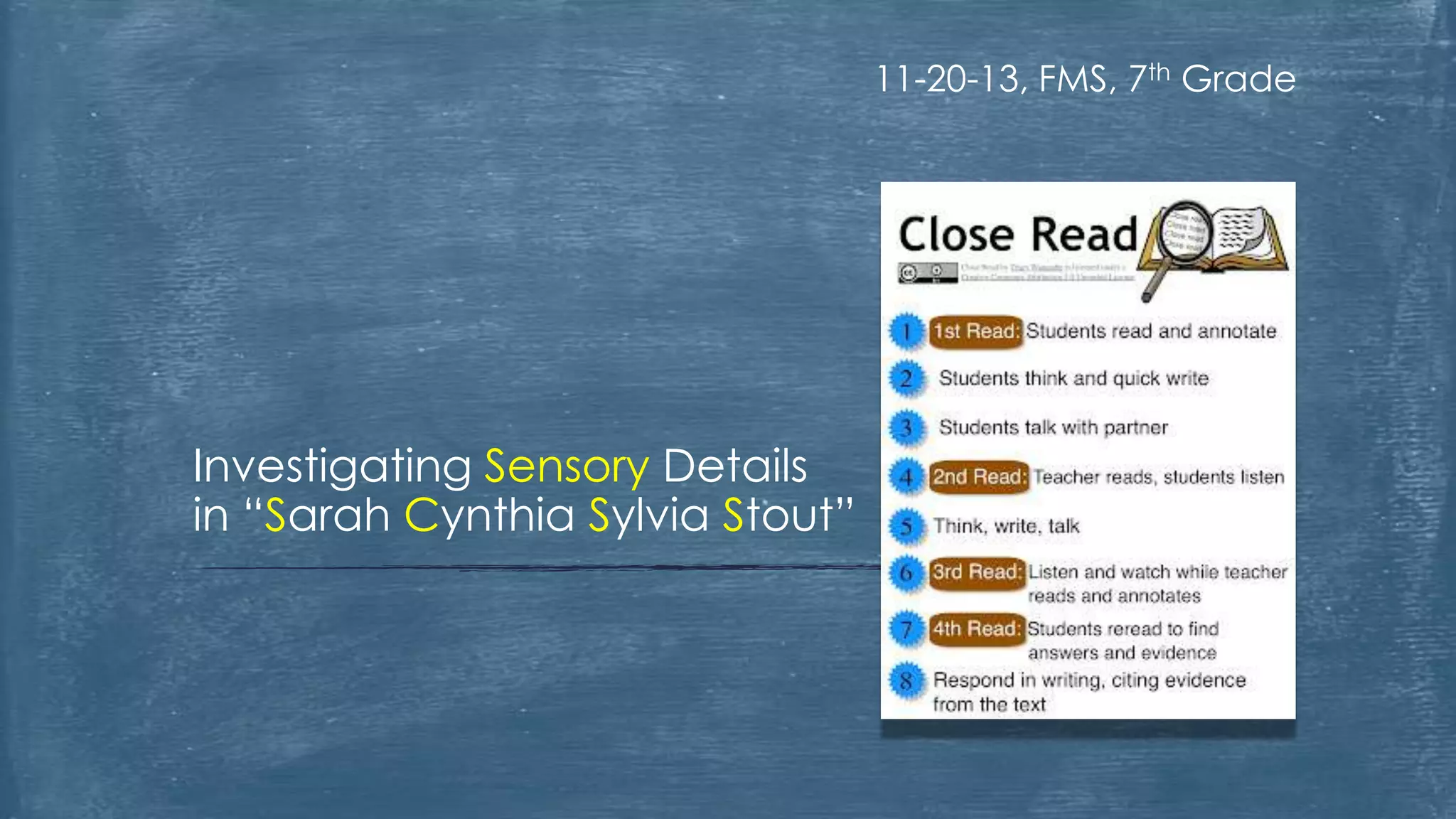 Investigating Sensory Details in Sarah Cynthia Sylvia Stout ...
