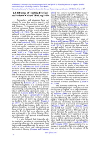 Investigating teachers perceptions of their own practices to improve ...