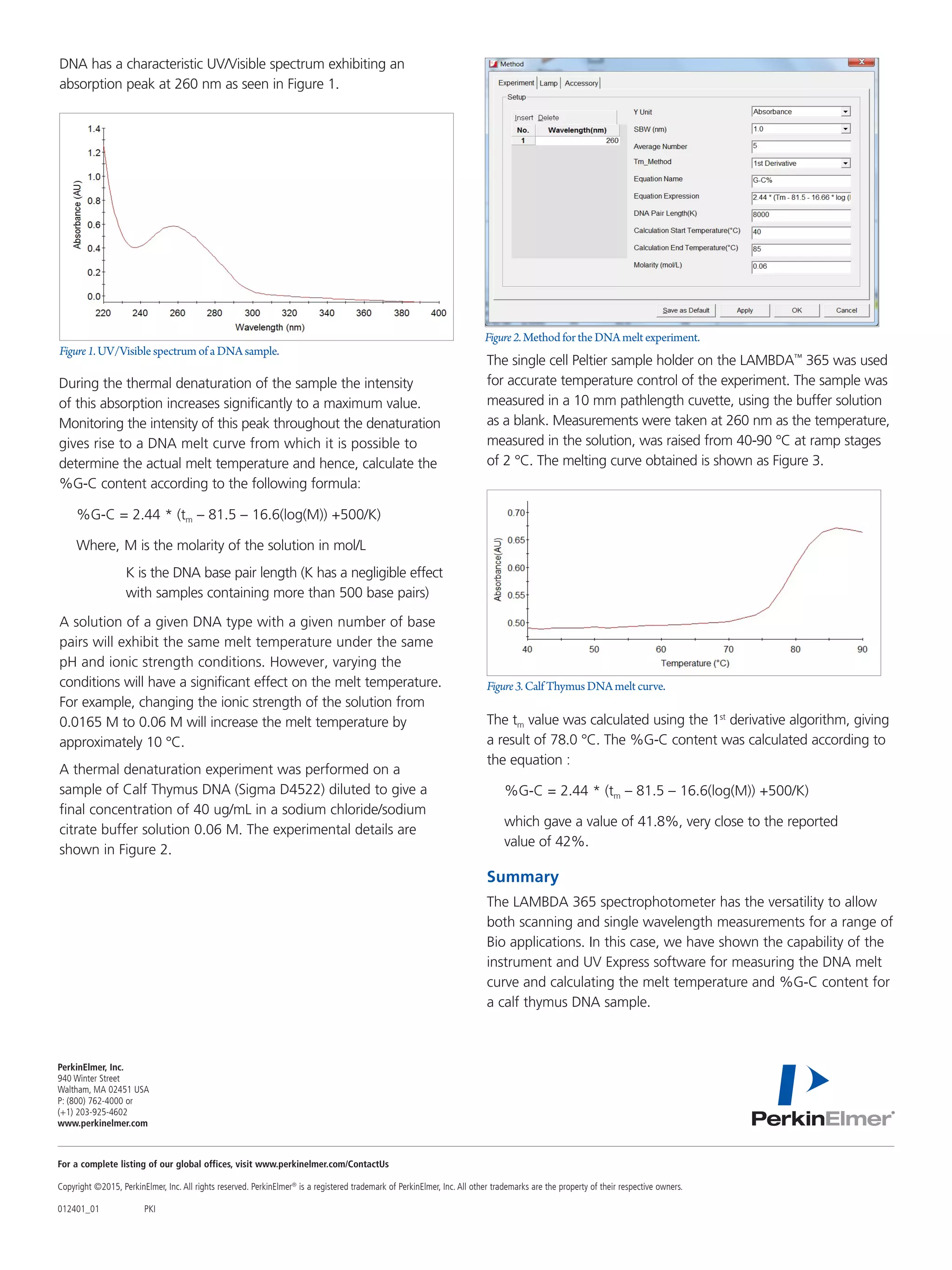 Investigating the Thermal Denaturation of DNA | PDF