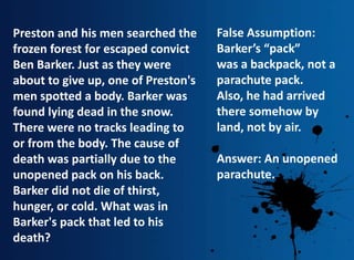 Case Analysis (Riddles) | PPTX