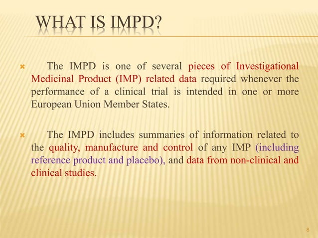 Investigational medical product dossier | PPTX | Pharmaceutical ...